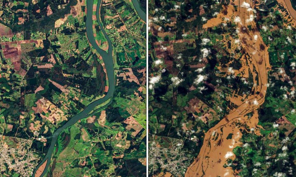 Chuvas no RS: imagens de satélite mostram antes e depois do ciclone