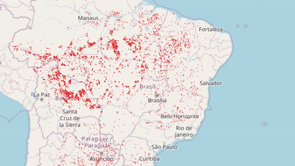 Mapa das queimadas no Brasil em 2024: veja os locais atingidos