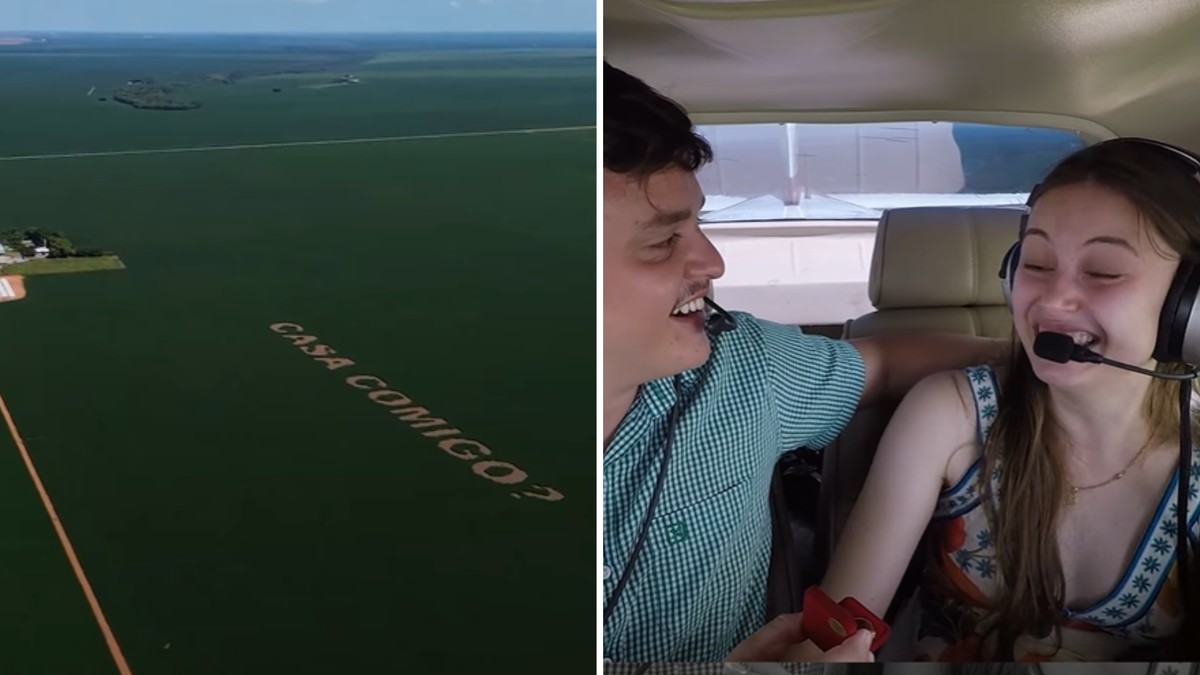 Piloto faz pedido de casamento diferente em plantação, em MT. Veja vídeo
