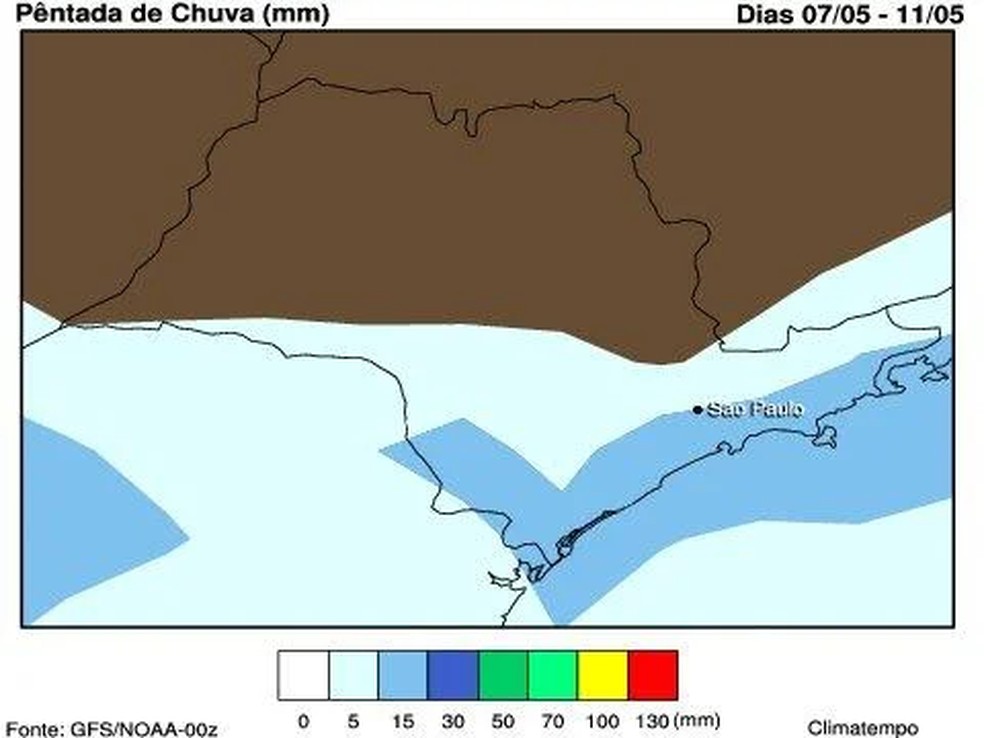 Previsão do tempo aponta frente fria no Sul e menos chuva no Nordeste